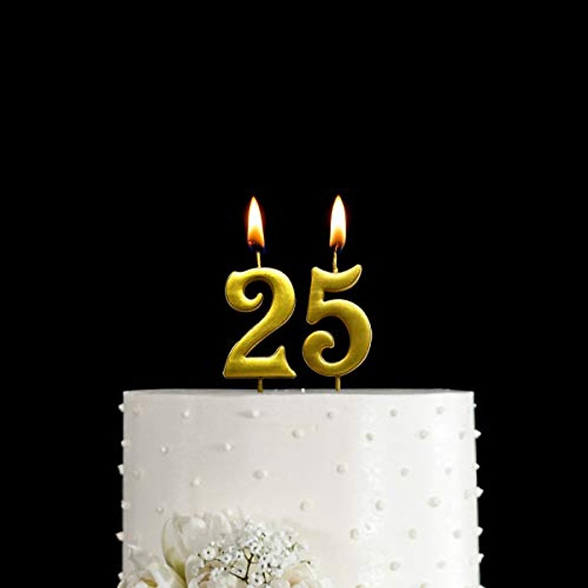 MAGJUCHE Gold 25th Birthday Numeral Candle, Number 25 Cake Topper Candles Party Decoration for Women or Men