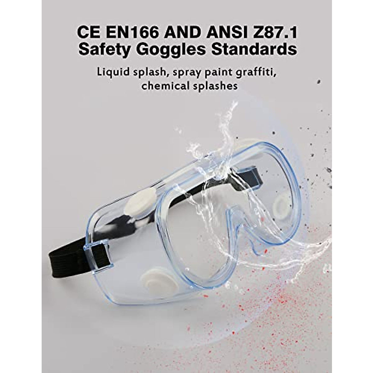 MELASA Safety Goggles ANSI Z87.1, Anti-Fog Protective Lab Goggles, Eye Protection Goggles, Adjustable,Lightweight
