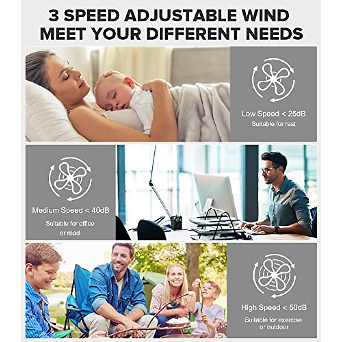 Portable Air Conditioner Fan, USB Rechargeable Portable AC, 3 Speeds Adjustable Personal Small Cooling Fan, 4IN1 Desk Mini Fan with Humidifier &LED Light for Room Travel, Gifts for Fathers, Men, Women