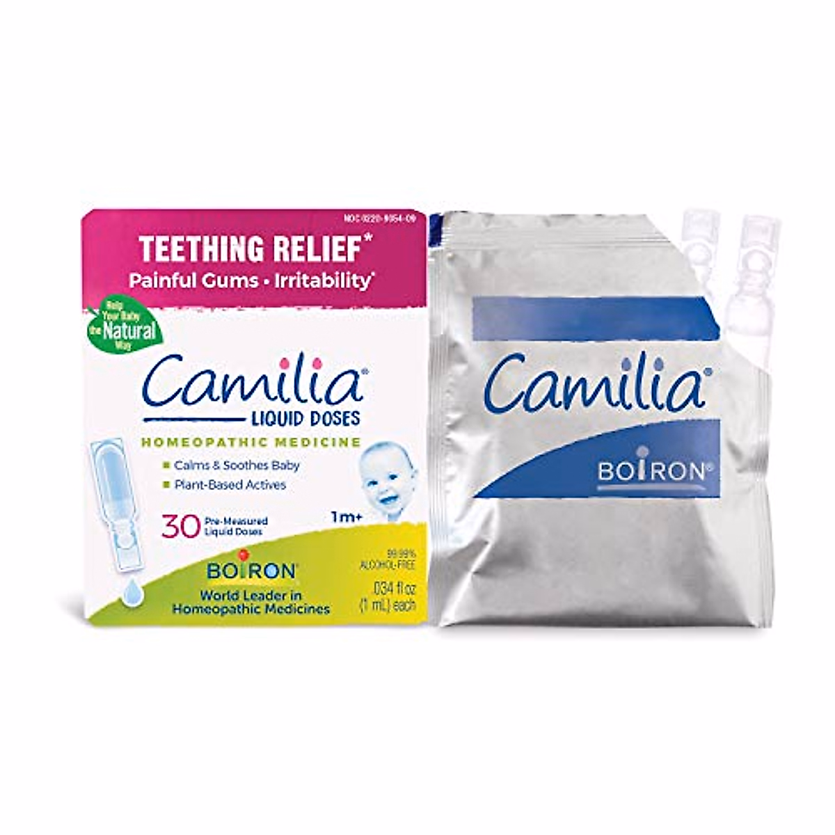 Boiron Camilia Teething Drops for Daytime and Nighttime Relief of Painful or Swollen Gums and Irritability in Babies - 30 Count