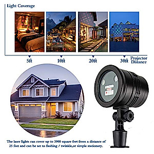 YINUO LIGHT Christmas Laser Lights, Projector Lights Landscape Spotlight Red and Green Star Show with Christmas Decorative Patterns for Indoor Outdoor Garden Patio Wall