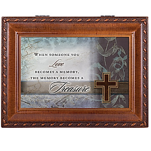 Cottage Garden Inspirational Music Box - Treasured Memory Plays Amazing Grace with Woodgrain Finish