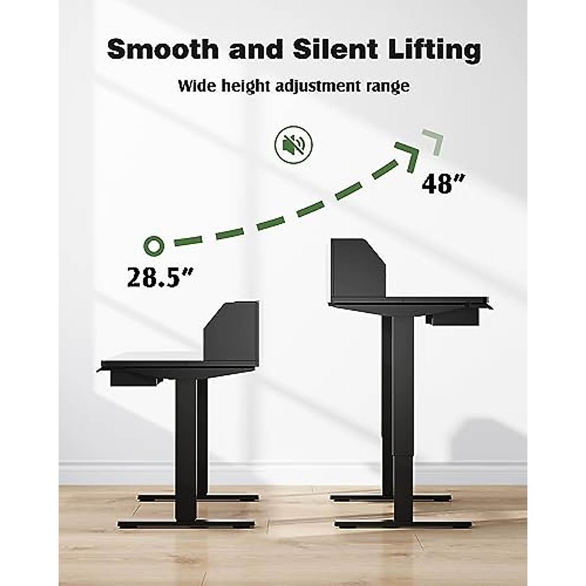 Shahoo Electric Double Layers Standing Desk with 3 Drawers, 48 x 24 Inches Height Adjustable Conner Table, Computer Workstation with Large Storage Shelves for Home Office, 48 Inch, Black