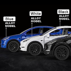 1/32 Scale Diecast Car Model Compatible for Tesla Model Y, Zinc Alloy Model Y Toy Car Pull Back Vehicles with Sound and Light, Model Y Car Replica Toy for Collectors & Kids 3+ Years Old Birthday Gift