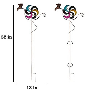 Jemeni Metal Bird Windspinner Yard Outdoor Garden Stake Decoration Art, 52" H