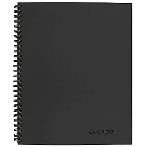 Cambridge 06132 Side Bound Guided Business Notebook, Linen, Meeting Notes, 11 x 8 1/4, 80 Sheets, Black