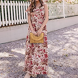 Oweisong Straw Purses for Women Summer Beach Straw s Clutch Purses Crossbody Bag Handmade Women Envelope Handbag Wallet