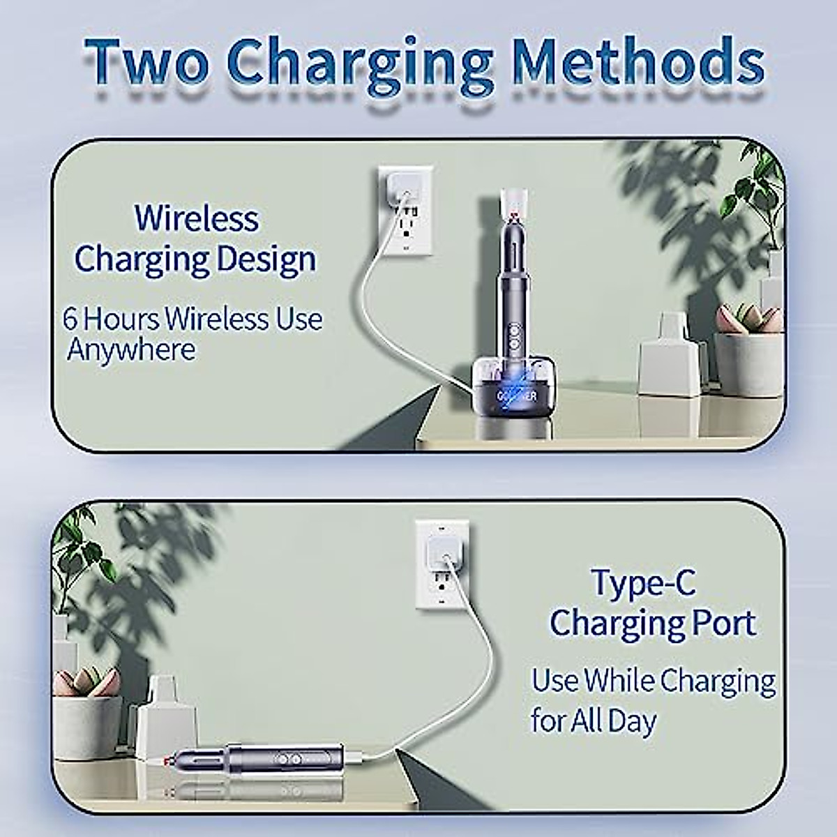 Golgner Cordless Nail Drill Machine, Electric Nail Drill Machine, Portable Electric Nail File Machine, 20000RPM with 12PCS Nail Drill Bits&36Pcs Sanding Bands, for Acrylic Gel Nails, Manicure Pedicure