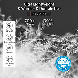 MCTi Women's Goose Down Mittens Waterproof Touch Screen Packable Ultra Light Snow Mitts