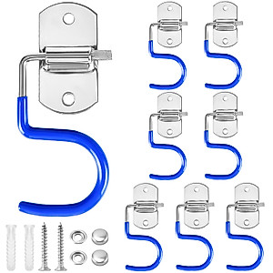 QWORK Heavy Duty Stainless Steel Wall-Mounted Mop and Broom Holder Organizer, S-Type Space Saver for Kitchen, Garage, and Utility Room, 8 Pcs