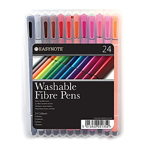 Easynote 24 washable fibre tipped colouring pens - set of 24 assorted colours