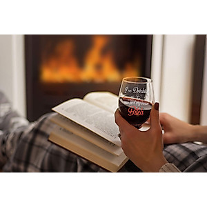 AW Fashions I'm Drinking For Two Me And My Inner Bitch Funny 15oz Crystal Stemless Wine Glass - Fun Wine Glasses with Sayings Gifts For Women, Her, Mom on Mother's Day Or Christmas