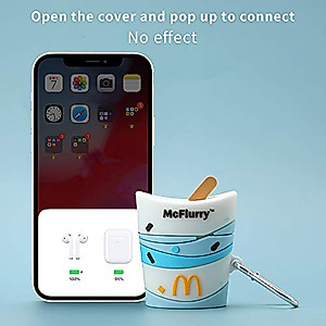 Airpod Case, 3D Cute Funny Cool Kawaii Fashion Food and Drink Airpod Case Design , Kawaii Fun Cool Keychain for Airpod 1/2 (McFlurry)