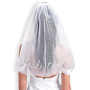 xo, Fetti Bachelorette Bride To Be Embroidered Veil | BachParty Accessory, Bride To Be Headband Decorations, White Headpiece Bridal Shower Gift, Engagement Supplies, Wedding, Bridesmaid Favors