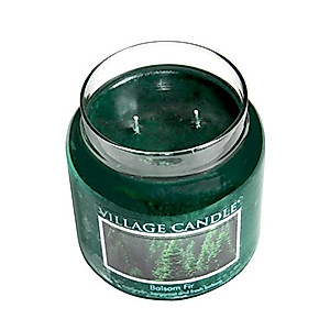 Village Candle Christmas Tree Large Glass Apothecary Jar Scented Candle, (26oz), Green & Balsam Fir Large Apothecary Jar, Scented Candle, 21.25 oz.