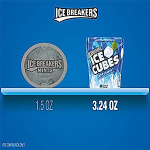 ICE BREAKERS Ice Cubes Peppermint Sugar Free Chewing Gum Bottles, 3.24 oz (6 Count, 40 Pieces)
