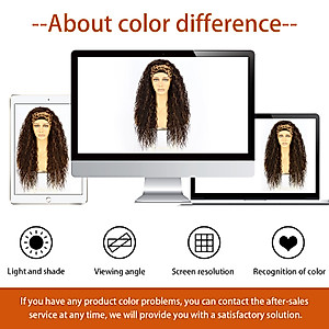 SOMIARIK Headband Wigs for Black Women Natural Hairline Synthetic Brown Loose Curly None Lace Front Wigs for Black Women Glueless Machine Made Wig Wavy pre plucked Headband Wigs 26 Inch