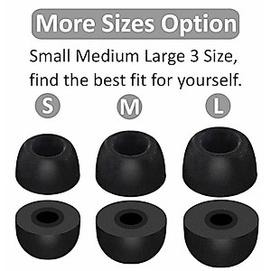 3 Pairs Memory Foam Elite 75T / Elite 3 / Elite 7 Pro Ear Tips Buds, Replacement Reduce Noise Comfortable Eartips Compatible with Jabra Elite 65T / Elite 7 Active/Elite 4 Active - S/M/L Black
