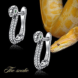 Snake Earrings Sterling Silver Huggie Hoop Earrings Dainty Green Snake Earrings Christmas Jewelry Gifts for Women