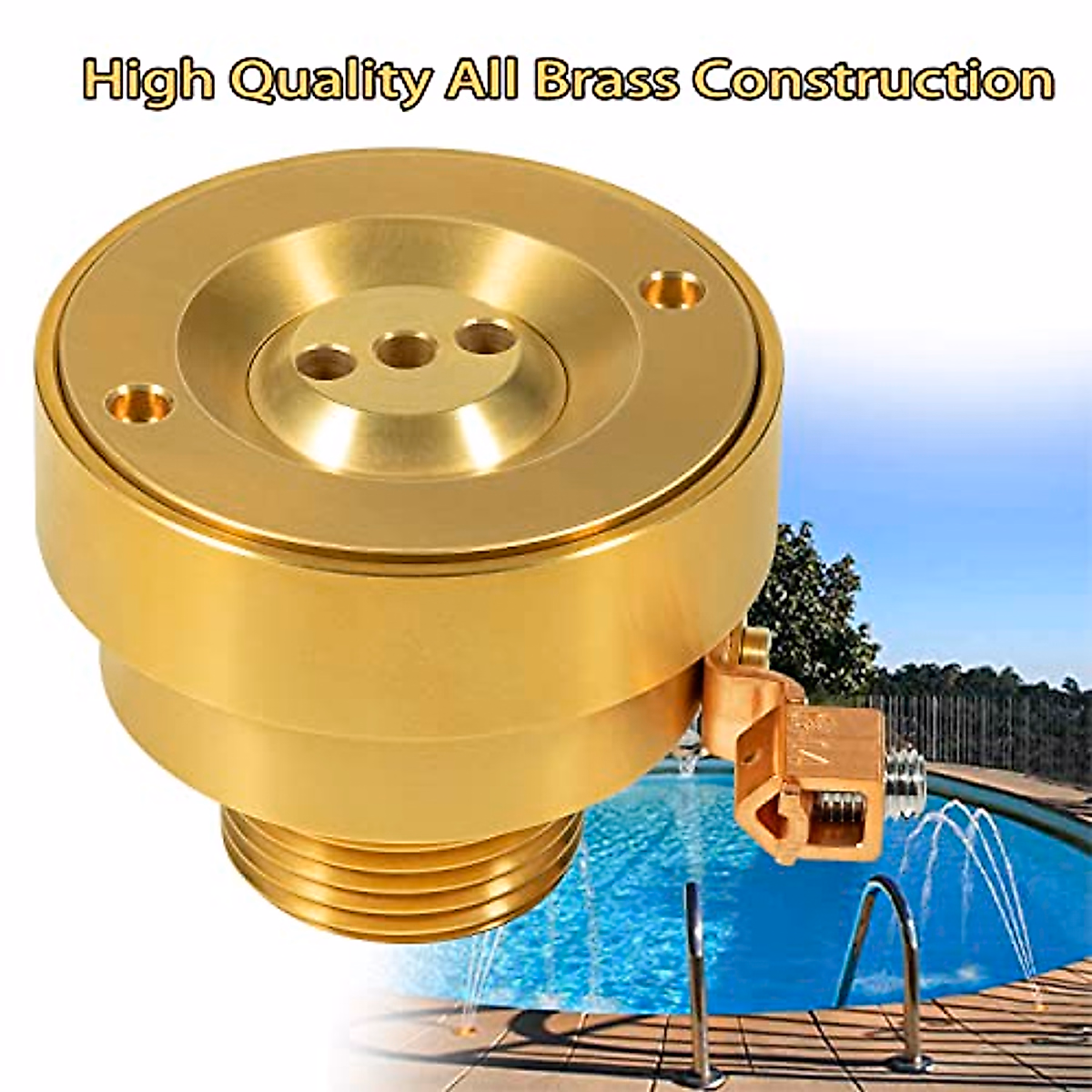 Deecaray Swimming Pool Spa Brass Deck Jet Fountain 3 Hole Nozzle with Ground Lug,Suitable for All Occasions of Fountains,Landscapes and Gardens