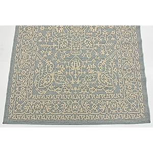 Unique Loom Botanical Collection Bohemian, Abstract, Traditional, Indoor and Outdoor Area Rug, 4' 0" x 6' 0", Light Blue/Beige