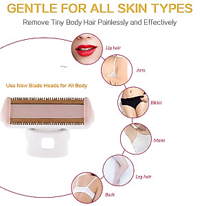 2 Pack Body Shaver Replacement Blades for Flawless Body Rechargeable Ladies Shaver and Trimmer include a cleaning brush