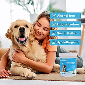 PICE PET Hypoallergenic Eye Wipes for Dog & Cats, Plant-Based Tear Stain Remover for Discharge, Crust, Allergies, Itching, Unscented,100 Count