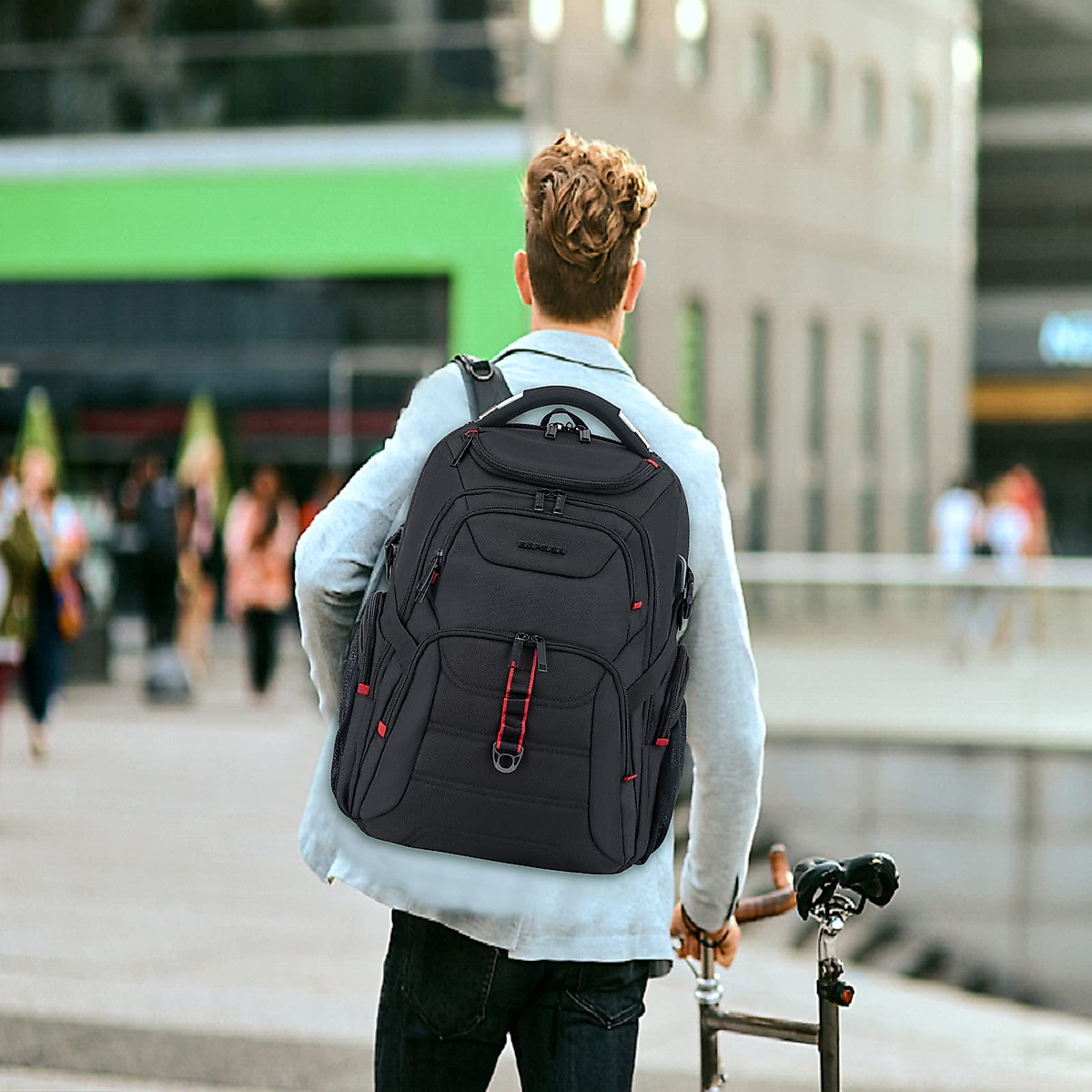 EMPSIGN Travel Laptop Backpack for Men & Women 17.3 Inch, Extra Large Backpack for Work, Water-Resistant School Computer Bag with USB Charging Port, TSA Friendly Anti Theft Business Backpack, Black