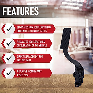 Replacement APPS - Acceleration Pedal Position Sensor - Compatible with Chevy, GMC, Cadillac and Hummer Trucks and SUVs - Replaces 25832864, 699-105, 699105 - With Pedal - Silverado, Sierra, Avalanche