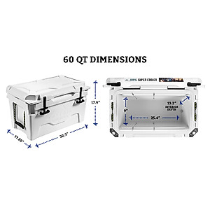 Cascade Mountain Tech Rotomolded Cooler - Heavy Duty for Camping, Fishing, Tailgating, Barbeques, and Outdoor Activities - 60 Quart