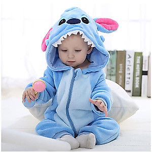 Plustrong Halloween Baby Costume Baby Boys Baby Girls Toddler Outfit Cosplay Romper Costume for Baby(blue stitch,100(18-23M)