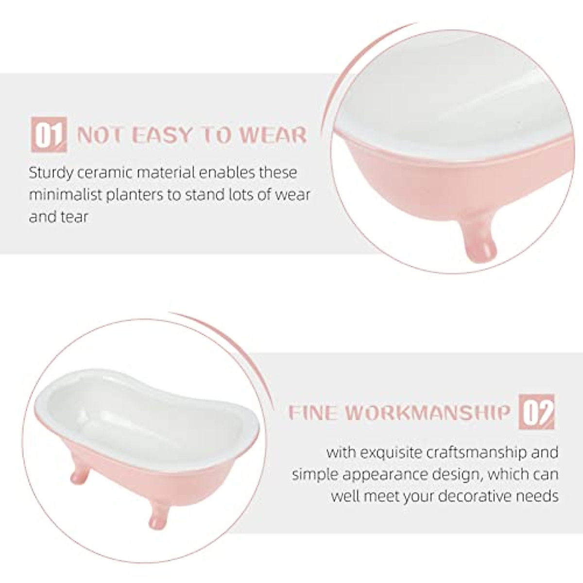 Mini Bathtub Flower Pot Ceramic Succulent Planter Pot Flower Pots Porcelain Plant Pot Vintage Retro Plants Bonsai Holder Desktop Flower Vase Cactus Containers Soap Dish