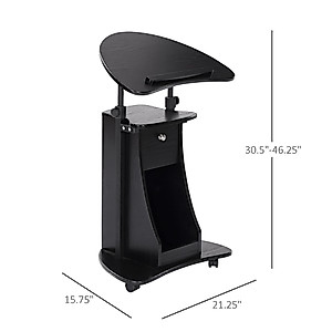 HOMCOM Adjustable Height Laptop Cart with Storage - Black