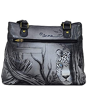 Anna by Anuschka womens Satchel Shoulder Handbag - Genuine Leather, African Leopard, One Size US