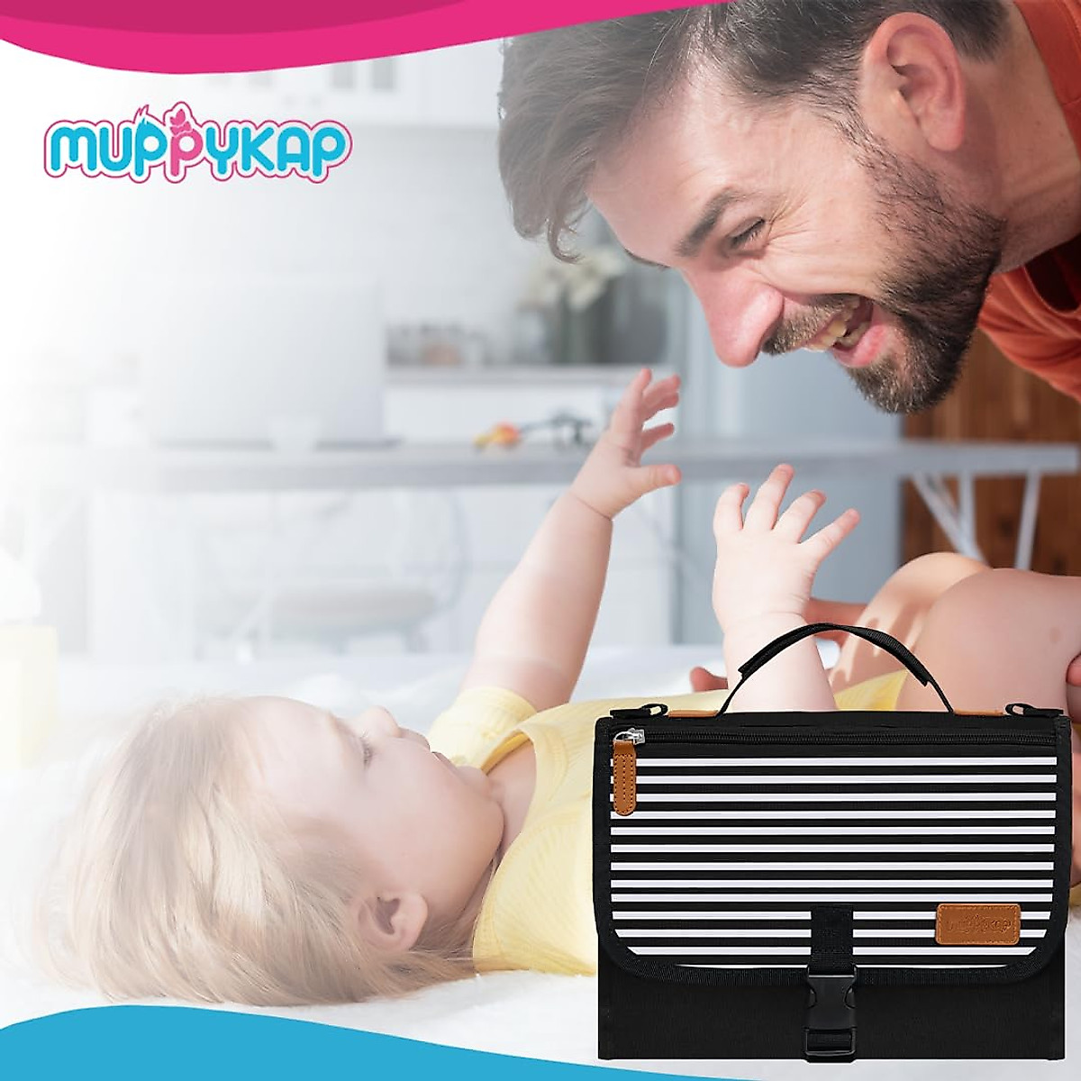 Portable Changing Pad with Shoulder Strap - Detachable Travel Changing Pad - Baby Shower Gifts - Fully Padded & Lightweight - Baby Boy Gifts - Diaper Changing Pad - Changing Mat 27"x22" - Black