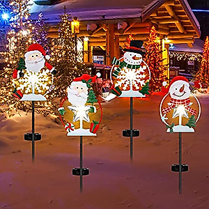 Spiareal Pack Christmas Metal Lights Outdoor Solar Stake Lights Snowman Christmas Garden Stake Lights Warm Lights Solar Christmas Yard Decoration Garden Lawn Pathway Holiday Winter (Stylish Style)