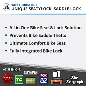 Seatylock Hybrid Saddle Bike Lock - Multi Patent 2 in 1 Locking Bike Seat Doubles As Saddle or Bicycle Guard - Innovative Lightweight Anti Theft Bike Lock and Saddle with Keys