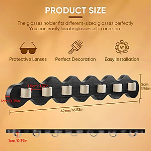 ONULISS Sunglass Organizer Wall, Beechwood Hanging Sunglasses Organizer Storage, Sunglass Holder for Wall, Sunglasses Holder Eyeglass Holder Stand, Sun Glasses Organizer Display Rack, 7 Slots (Black)