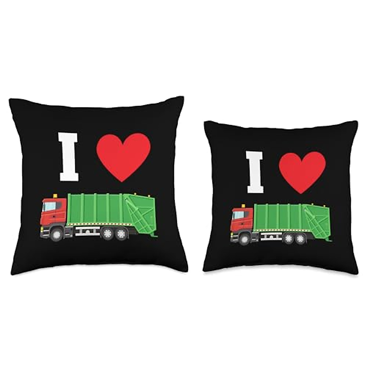 Funny Garbage Truck Waste Management I Love Trash Garbage Trucks Throw Pillow, 18x18, Multicolor