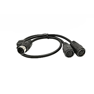 SinLoon DIN 5-Pin Splitter Y Adapter MIDI Cable, MIDI 5 Pin Male to Dual 2 x DIN-5 Female Extension Audio Cable (D5P M-2F,0.5meter)