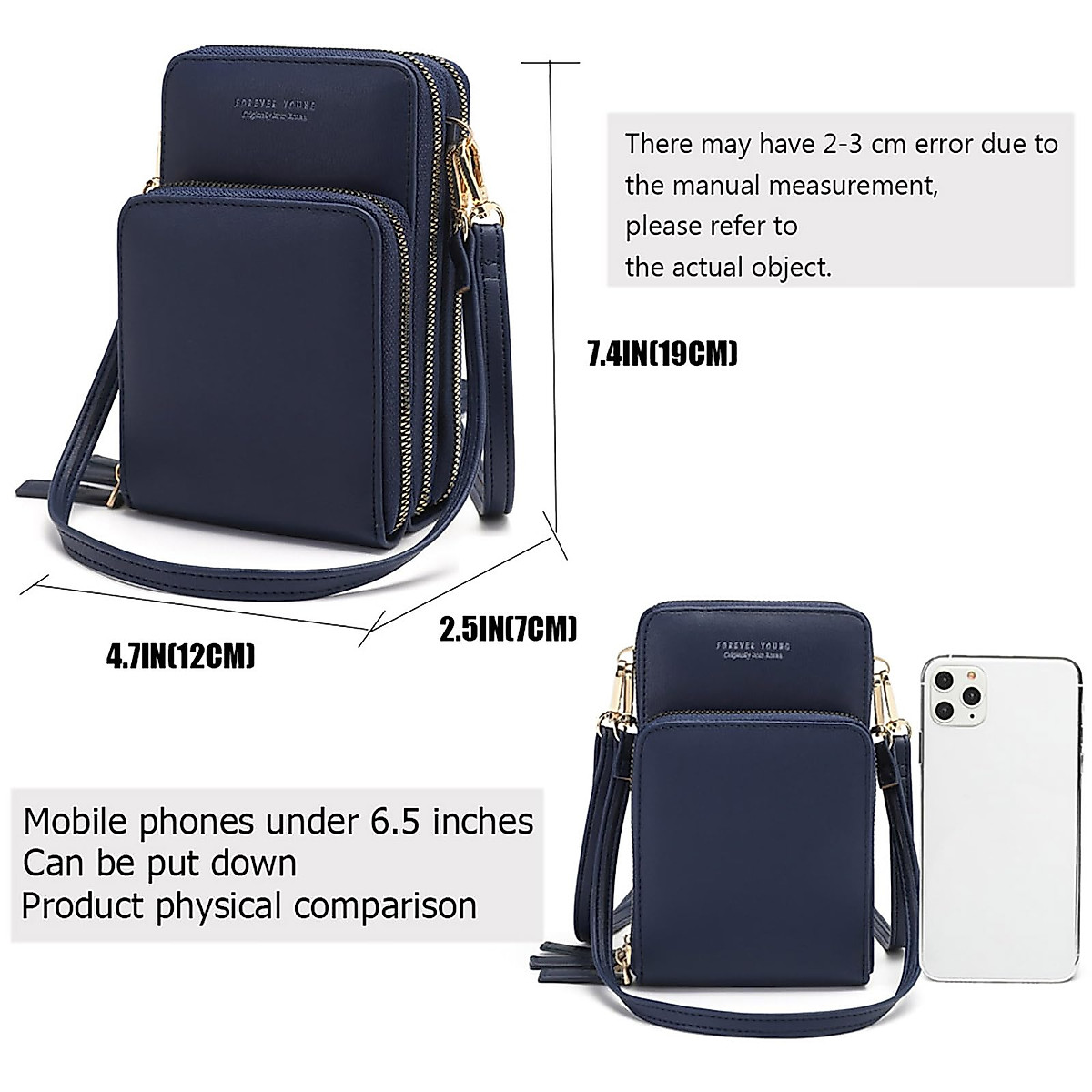myfriday Touch Screen Crossbody Phone Purse for Women, Rfid Blocking Small Cellphone Shoulder Purse with 2 Adjustable Strap
