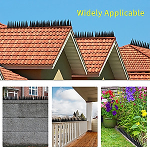 KOKMEYA Bird Spikes, 13.2FT Outdoor Bird Deterrent Spikes Device for Birds Pigeon Woodpecker Squirrel Raccoon Cat, Plastic Bird Deterrent for Outside, Patio, Roof, Sill, Fascia (Black, 12Pcs)