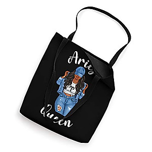 Streetwise Aries Black Queen Afro Womens Zodiac Birthday Tote Bag