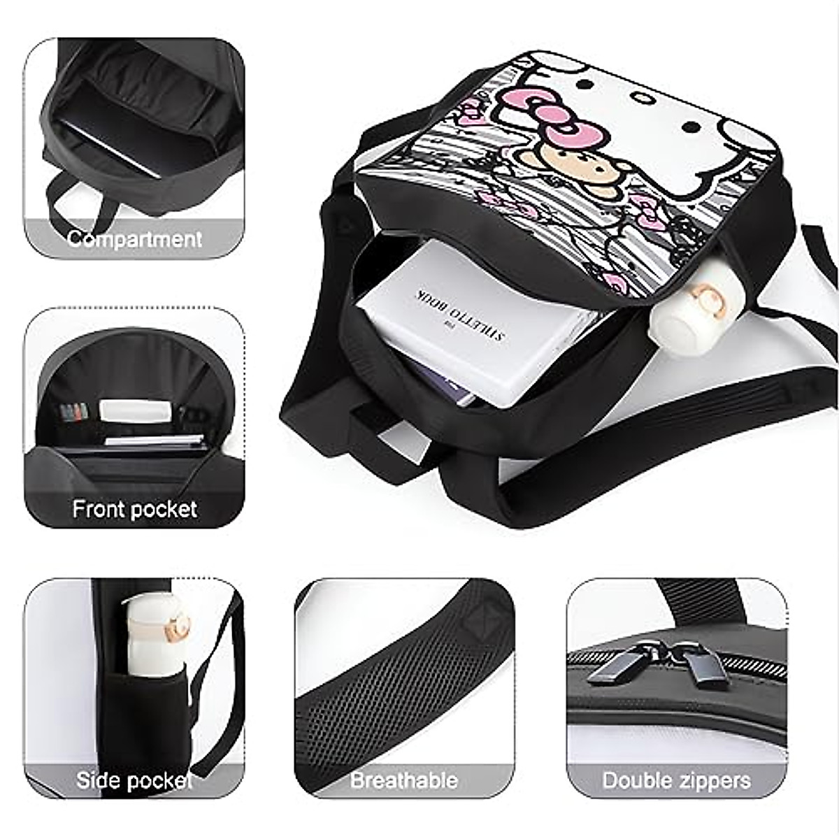 BESHT Cute Cartoon Kitty Backpack Kids Backpack Casual Bags Schoolbag For Girl Gift CAT3-One Size