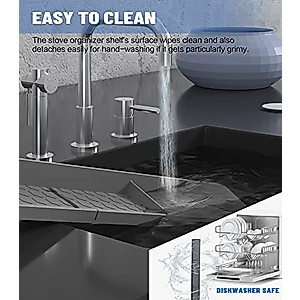 Winkriad Silicone Magnetic Stove Top Shelf 30 Inches Over Stove Spice Rack Shelf for Back of Stove Organizer Shelf for Stove Top Space Saver Stove Storage Shelf for Kitchen (Gray)