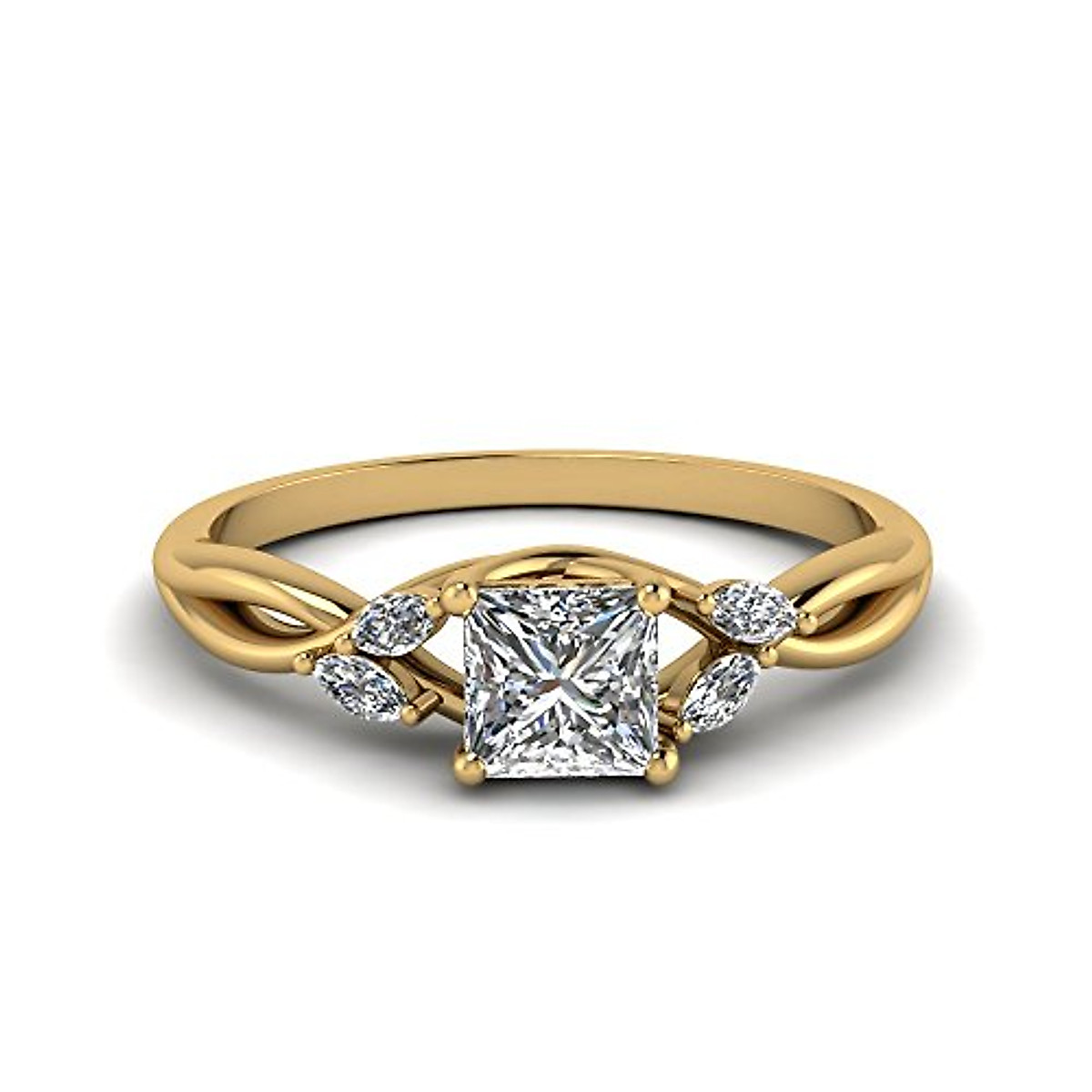 SISGEM 10K 14K 18K Solid Gold Twisted Engagement Rings for Women, Emerald/Princess/Oval/Marquise/Round Cut Moissanite Rings Wedding Engagement Anniversary Promise Bridal Bands with Engraved Name (Princess-Cut)