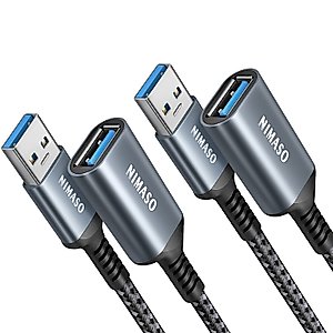 2 Pack 3.3FT + 6.6FT USB 3.0 Extension Cable, NIMASO USB A Male to Female Extension Cord Durable Material Fast Data Transfer Compatible with Printer, USB Keyboard, Flash Drive, Hard Drive, Playstation