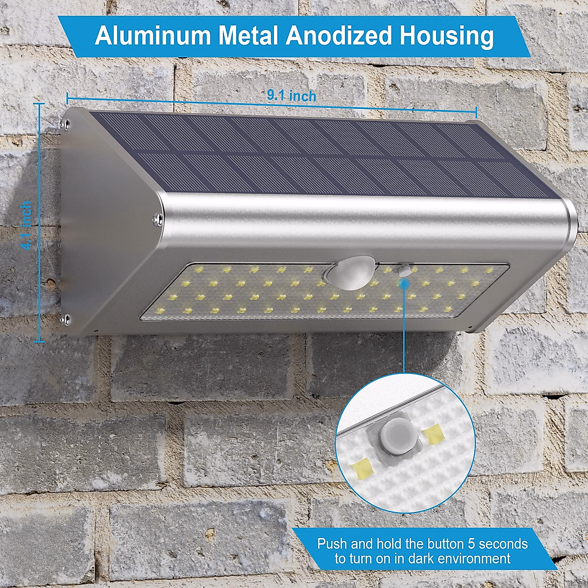 Super Bright Solar Lights Outdoor IP65 Water Proof, 1100 Lumens Wireless LED Motion Sensor Light, Aluminum Metal Housing Security Light for Yard Patio Path Garage Flood Wall Lights, 1 Pack (Daylight)