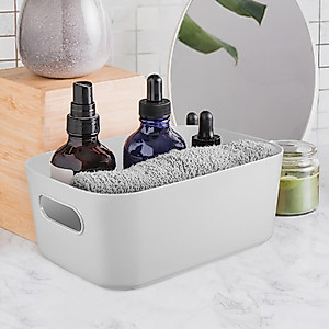 Cabilock 4pcs Storage Baskets Small Items Organizers Tabletop Storage Boxes Household Supplies, Light Grey