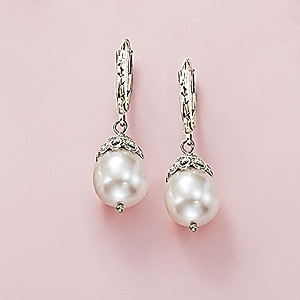 Ross-Simons 10-11mm Cultured Pearl Drop Earrings in Sterling Silver